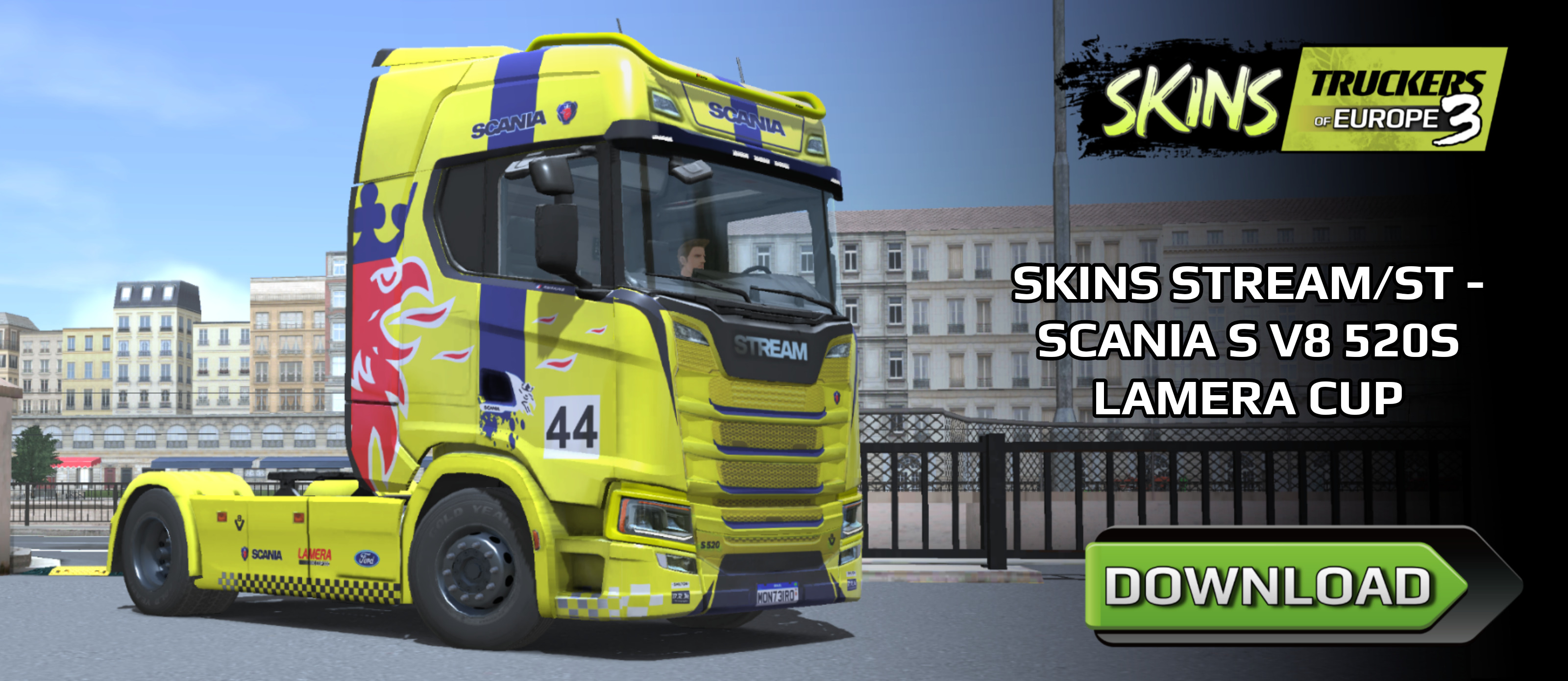 SKINS STREAM/RT LEGEND 1995 - SCANIA R164 AMARELO EDITION